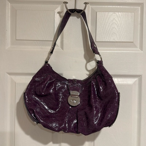 Bags | Guess Purple Croc Hobo Shoulder Bag | Poshmark